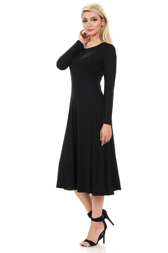 Long Sleeve A-Line Midi Dress – iconic luxe